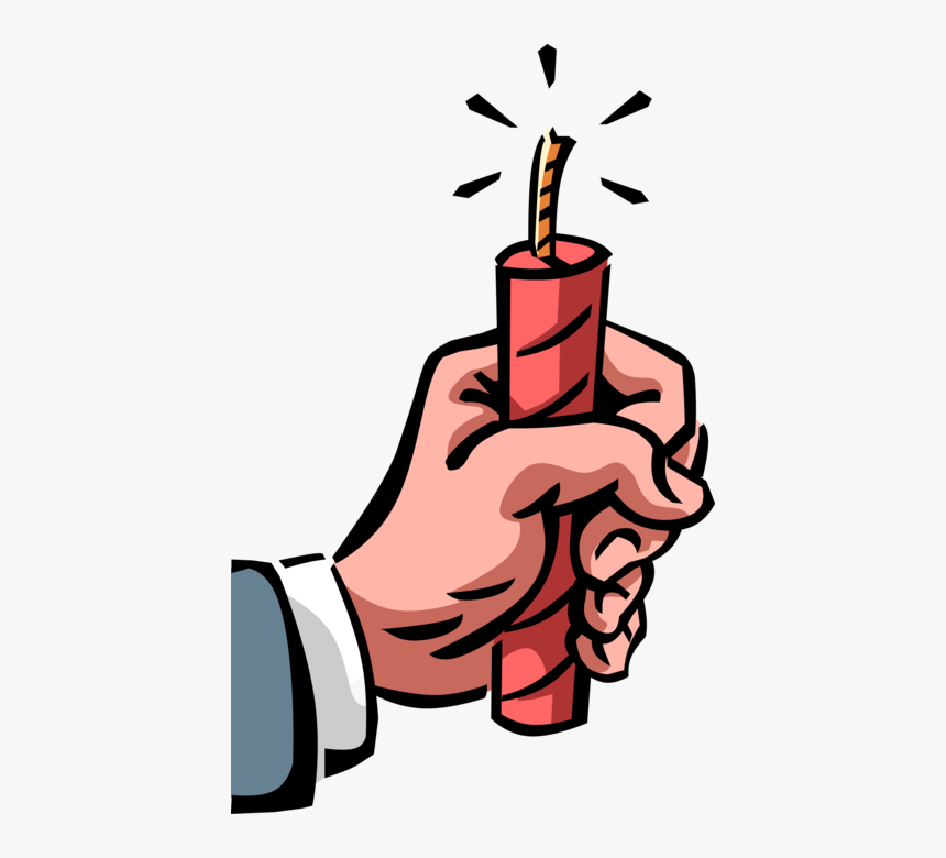 Vector Illustration Of Hand Holds Dynamite With Lit, HD Png Download ...