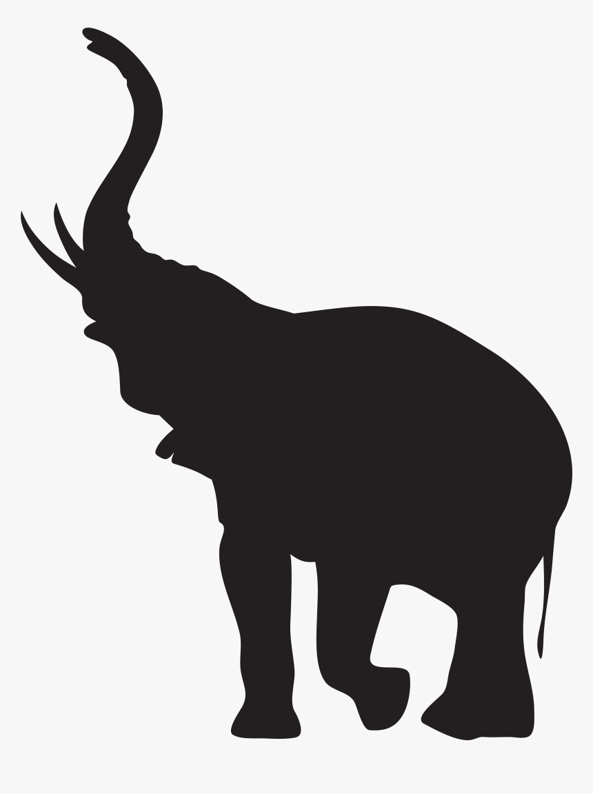 African Elephant Silhouette Trunk Up