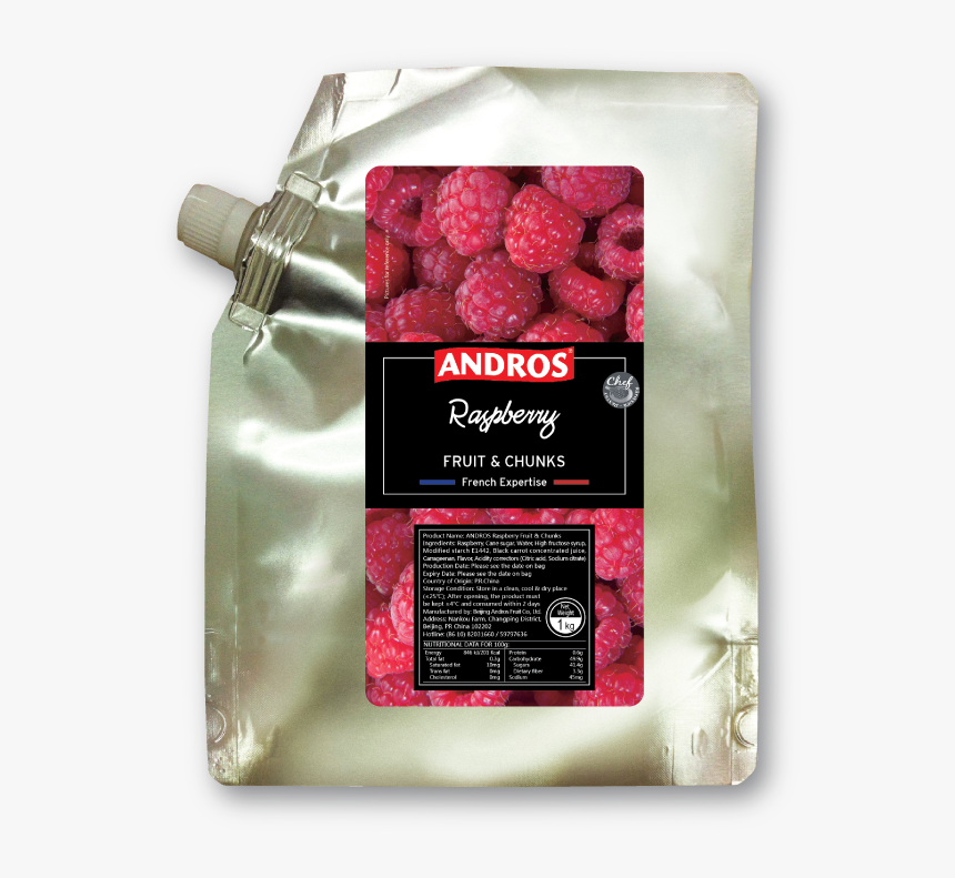 F122552 Andros Raspberry Fruit Chunks Doypack 1kg, HD Png Download ...
