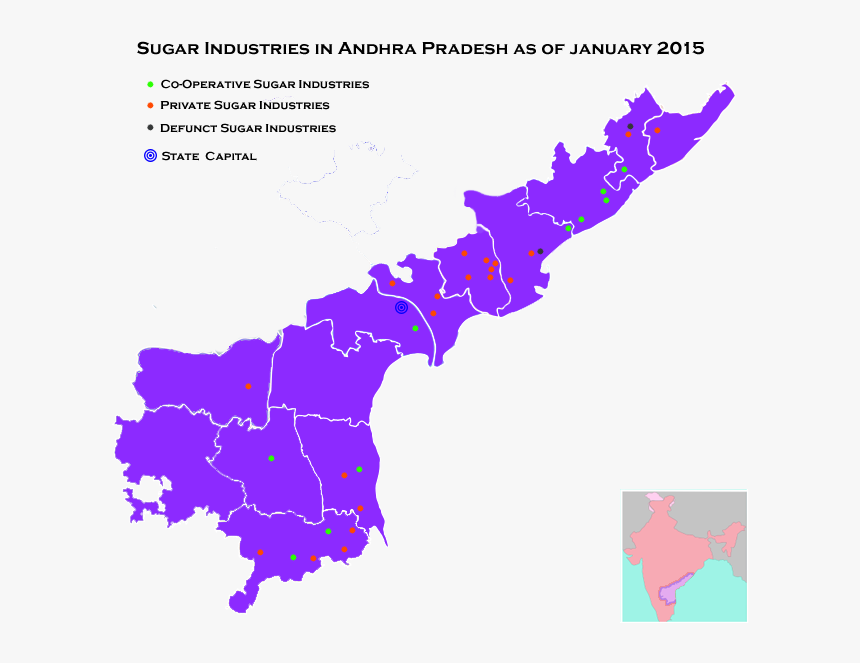 Map Of Sugar Industries In Andhra Pradesh, HD Png Download ...