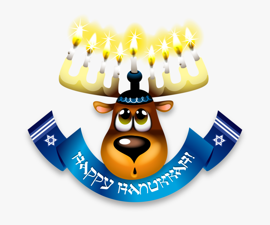 Moose Head With Menorah And Happy Hanukkah Banner - Happy Hanukkah ...