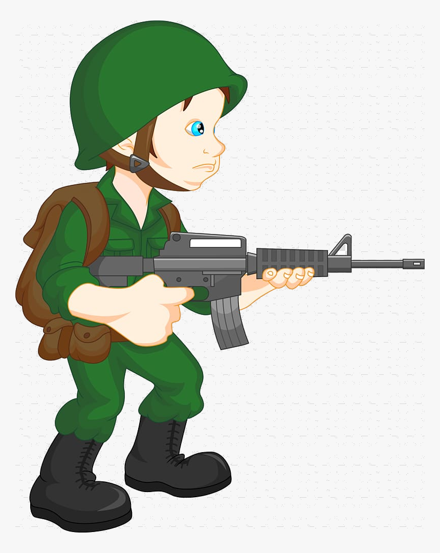 Soldier Holding Assault Rifle Illustration Cartoon - Transparent ...
