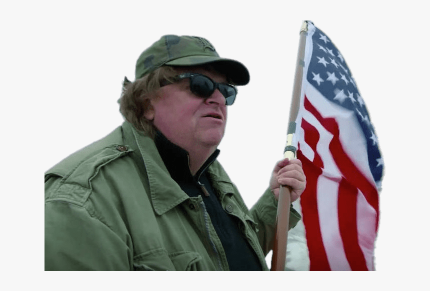 Michael Moore Holding The American Flag - Invade Next, HD Png Download ...