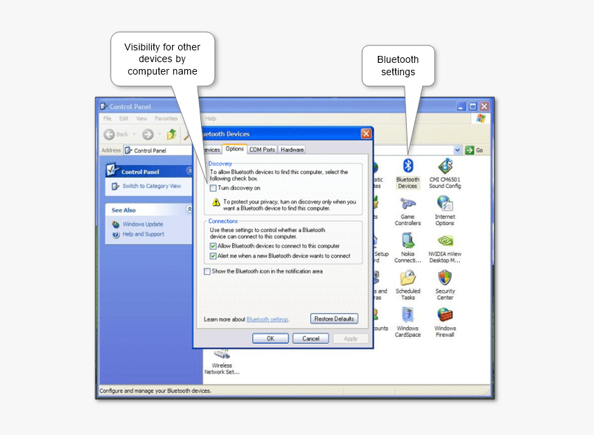 Windows Xp Bluetooth Discoverable Settings - Windows Xp Control Panel ...