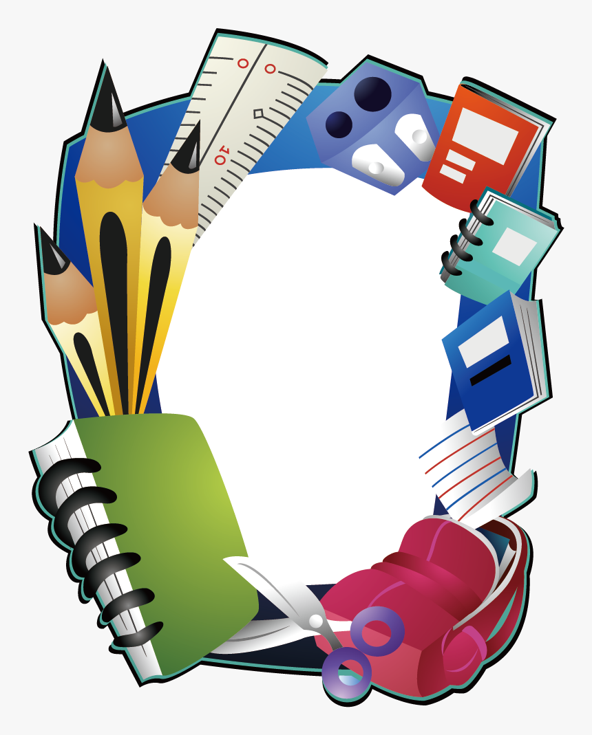 School Clip Frame Design - School Supply Border Design, HD Png Download ...