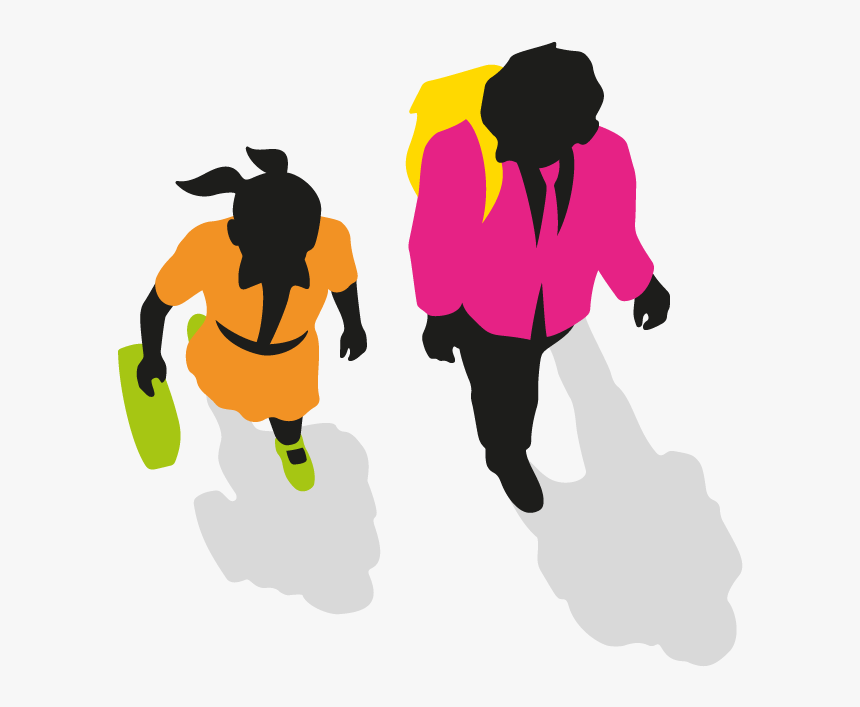 Children Walking To School - Kids Walking Cartoon In Png, Transparent ...