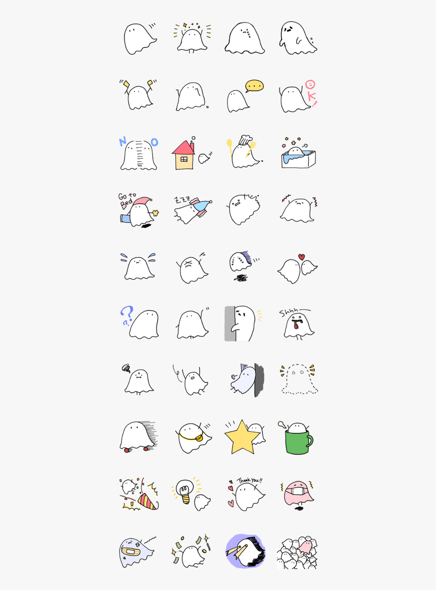 Cute Tiny Ghost Sticker - Cute Ghost Line Sticker, HD Png Download ...