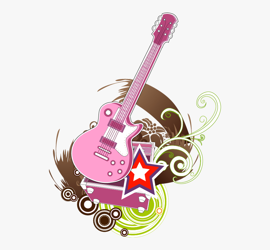 Pink Star Electric Pattern Abstract Illustration Guitar - Pink Guitar ...