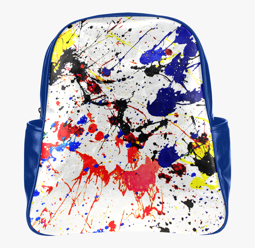 Blue & Red Paint Splatter Multi-pockets Backpack - Bag With Paint ...