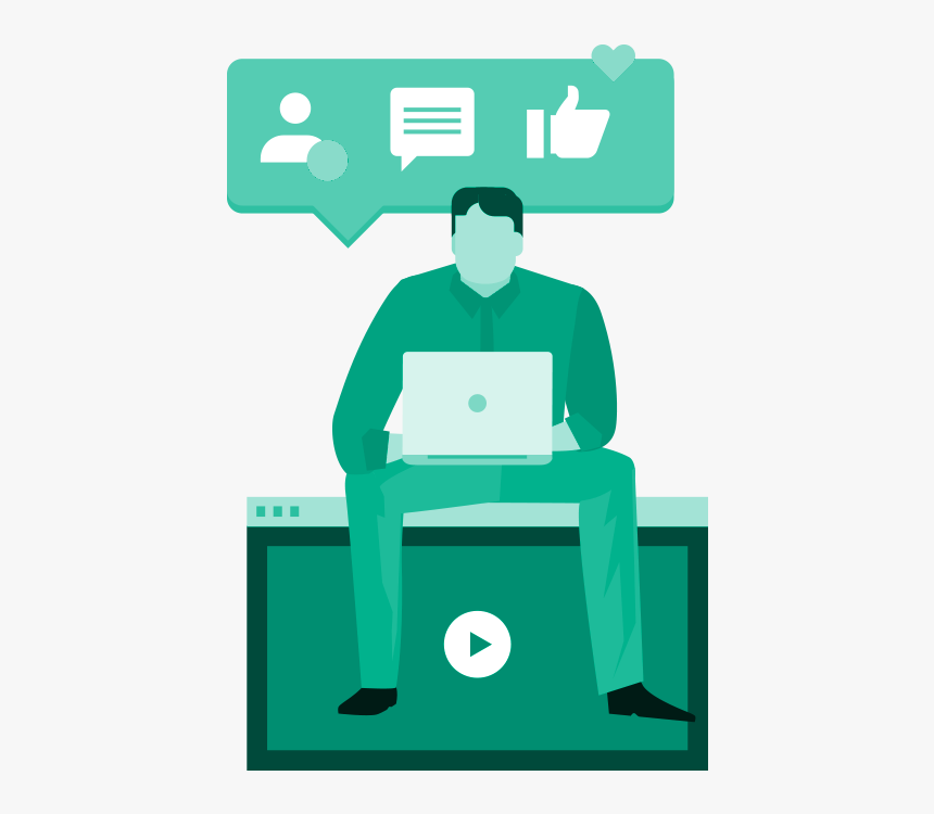 Social Proof Illustration Icon Man Sitting On Monitor - Edgetheory, Llc ...