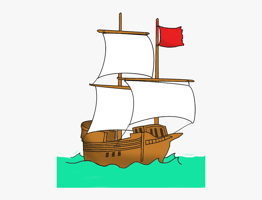 Pirate Ship With Red Flag - Pirate Ship Red Flag, HD Png Download ...