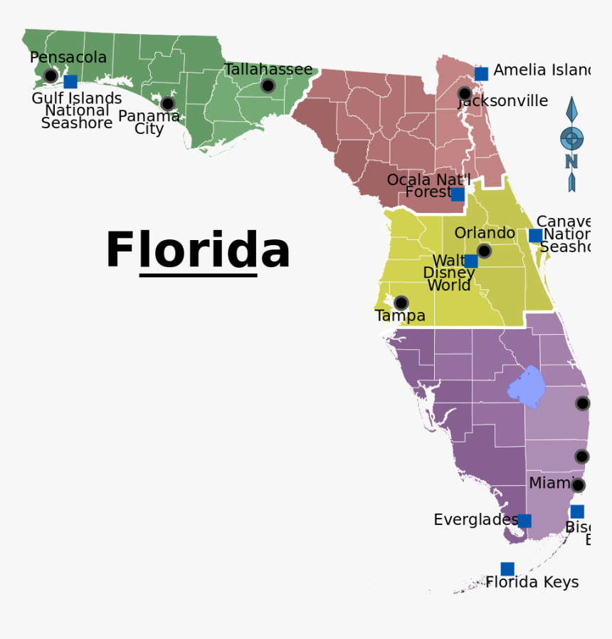 Map Of Florida - Metropcs Florida Coverage Map, HD Png Download ...