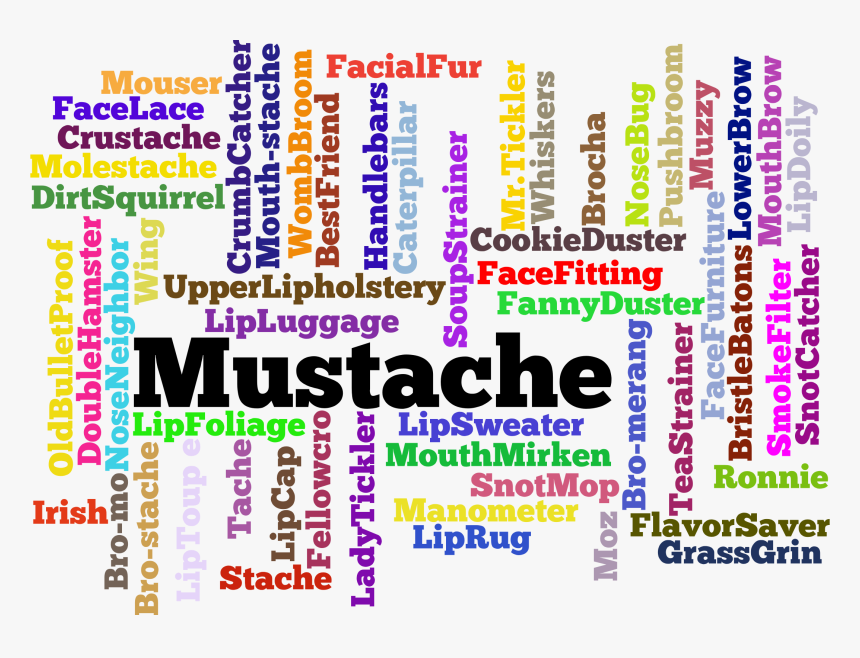 Colorful Mustache Word Cloud Clip Arts - Graphic Design, HD Png ...