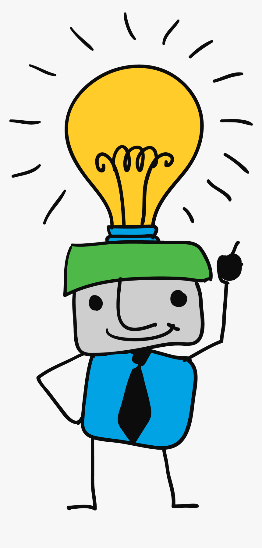A Drawing Of A Person With A Lit Light Bulb On Their - Lightbulb Person ...