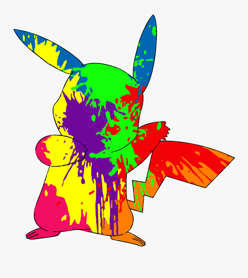 Paint Splatter Pikachu By Backapple - Trippy Pikachu, HD Png Download ...