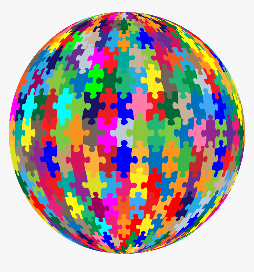 Multicolored Jigsaw Puzzle Pieces Sphere No Strokes - Multi Colored ...