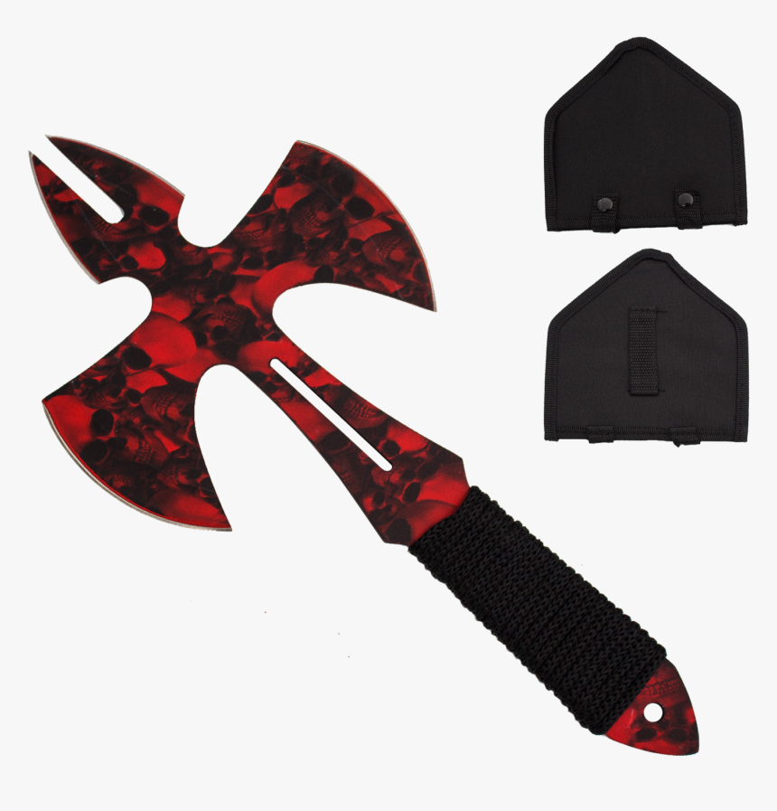 Red Skull Medieval Style Throwing Axe - Black And Red Axe Fantasy, HD ...