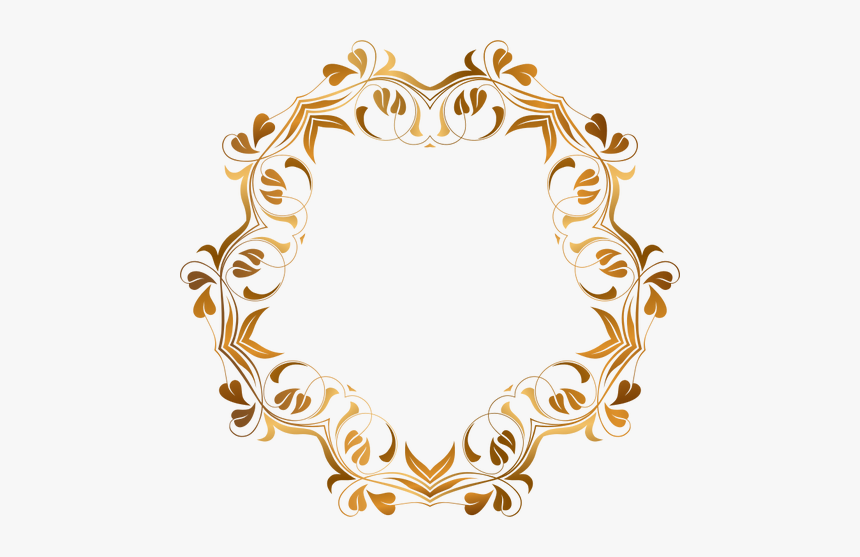 Round Flowery Frame In Golden Style - Golden Round Design Png ...