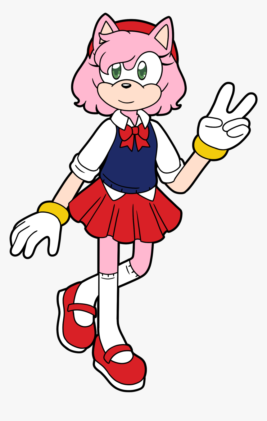 Amy Rose Redesign - Cartoon, HD Png Download , Transparent Png Image ...