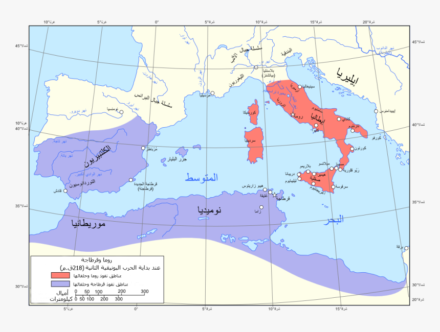 Map Of Rome And Carthage At The Start Of The Second - Ancient Rome ...