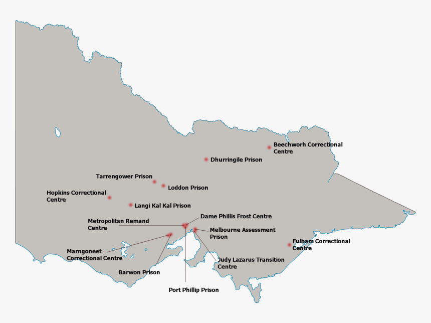 Victoria Prisons - Map Of Prisons In Victoria, HD Png Download ...