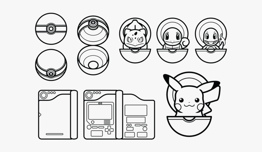 Drawn Pokeball Vector - Pokemon Vector Black And White, HD Png Download ...