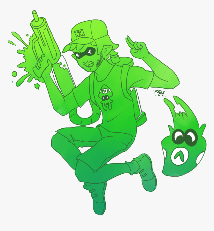 Splatoon Green Fictional Character Vertebrate Cartoon - Cartoon, HD Png ...