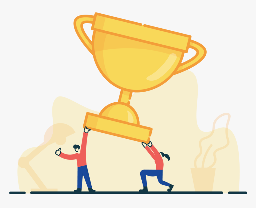 Illustration Of Two People Holding Trophy - Holding Trophy Clipart, HD ...