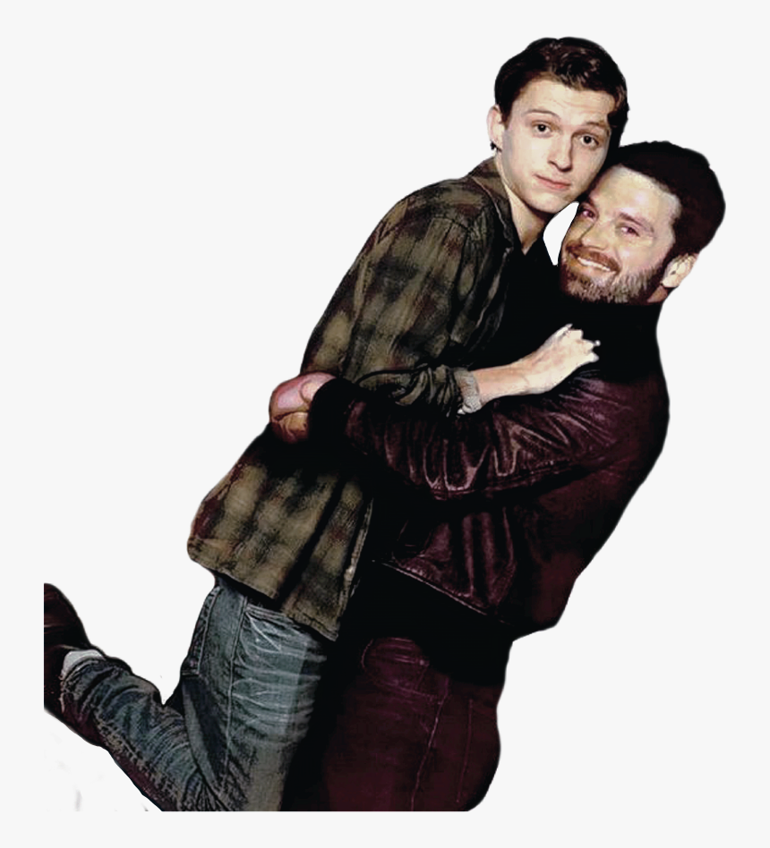 Sebastian Stan And Tom Holland Hugging - Bucky Barnes And Peter Parker ...