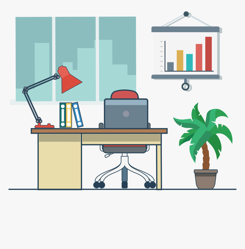 Office Illustration Transprent Png - Clipart Of A Desk Computer ...