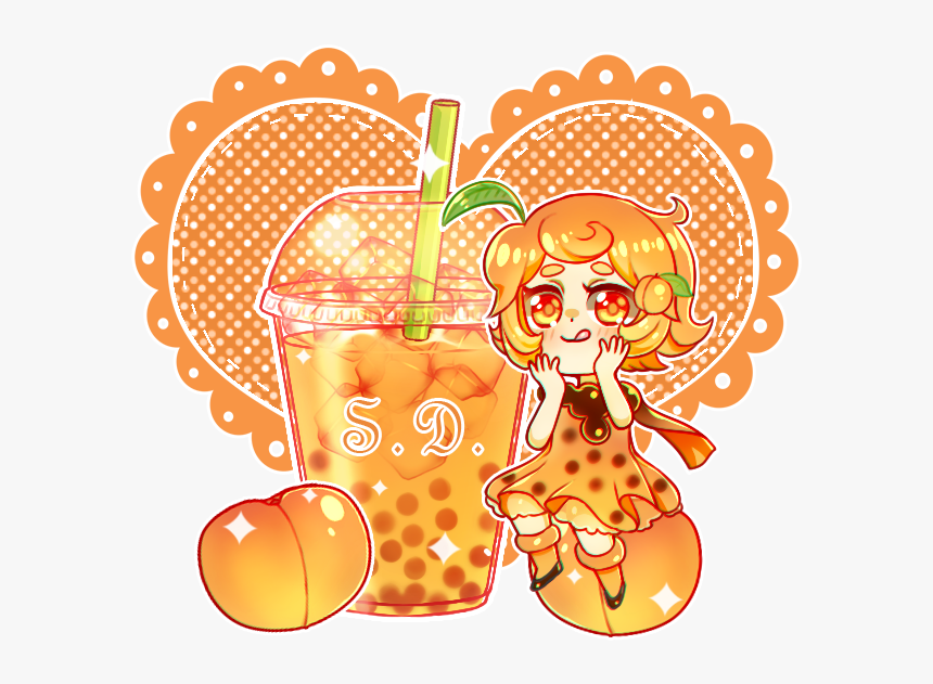 Peach Bubble Tea By Vocaloid - Cute Chibi Bubble Tea, HD Png Download ...