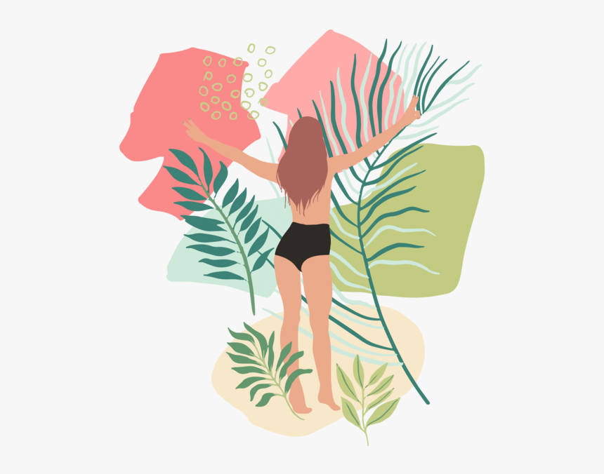 Jungle Girls Plant Vector Tropics Splashes And Design - Illustration ...