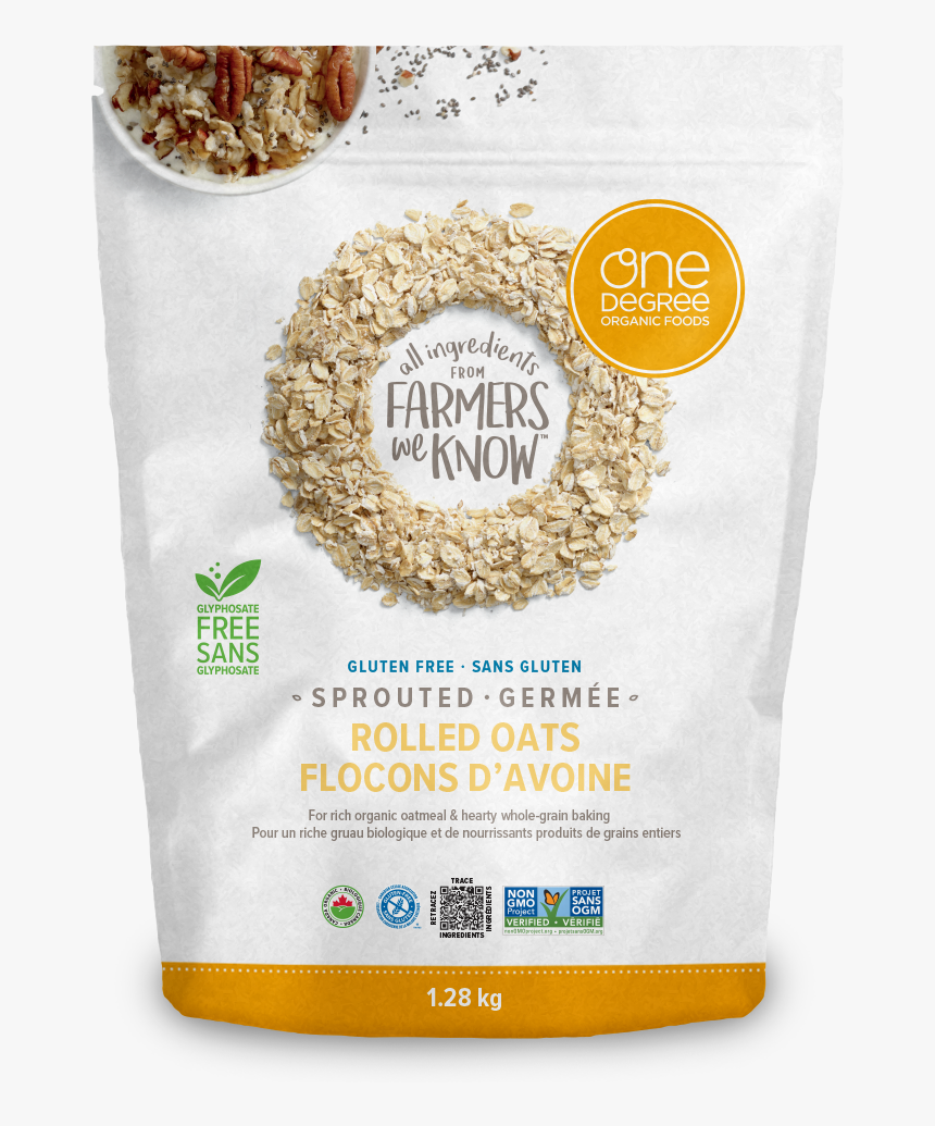 One Degree Organics Sprouted Rolled Oats, HD Png Download , Transparent ...
