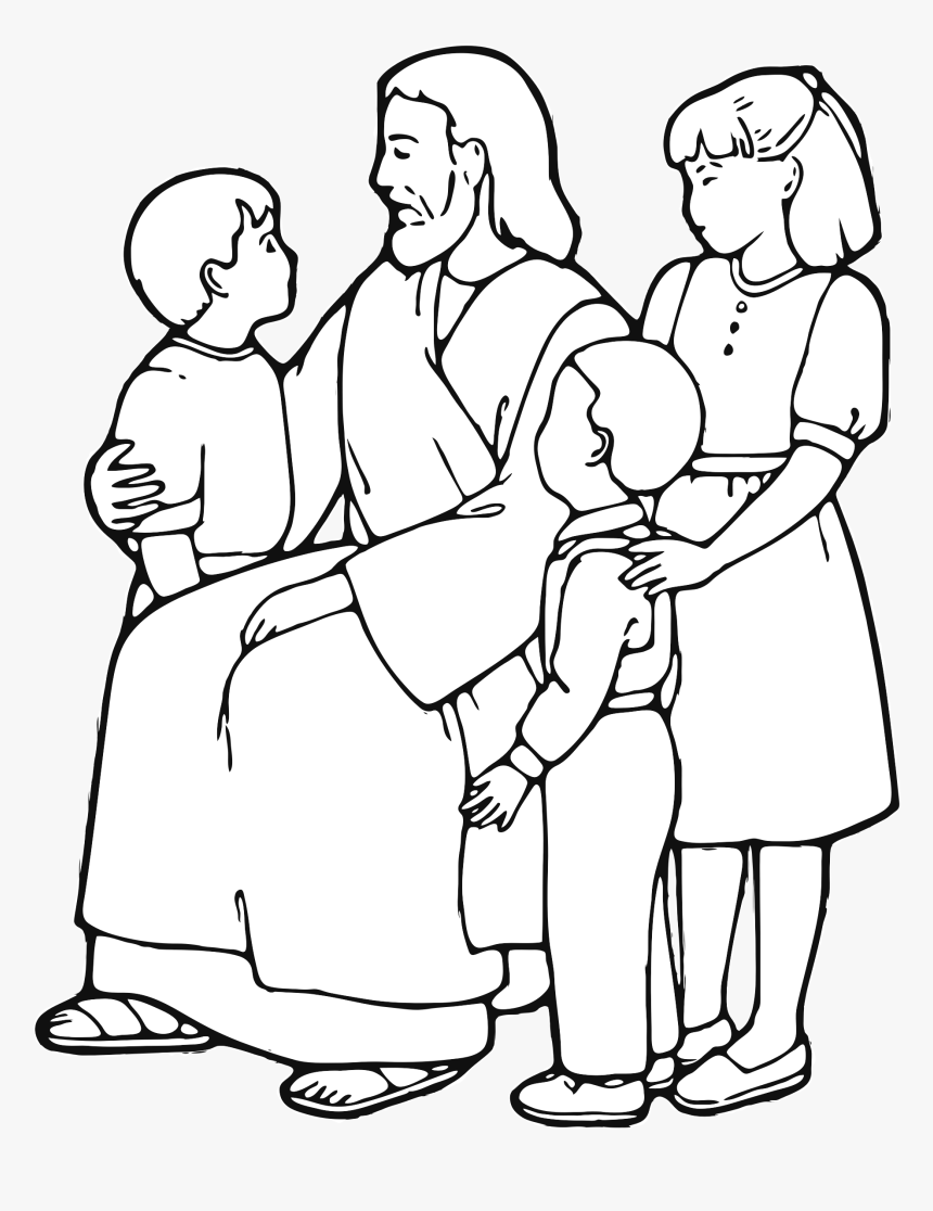 Clipart Of Jesus With Child Teaching Children Line - Jesus Teaching ...