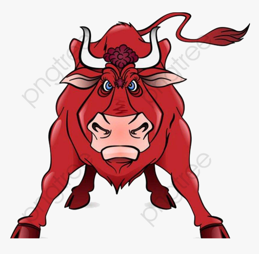 Anger Front Red Bull - Raging Bull Cartoon, HD Png Download ...