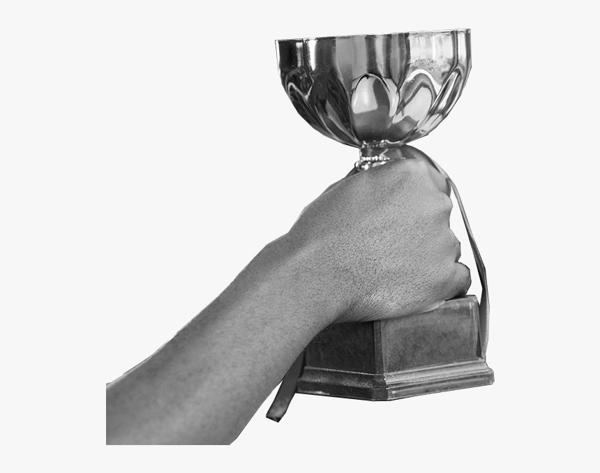 Man Holding An Award Trophy - Hands Holding A Trophy Black And White ...