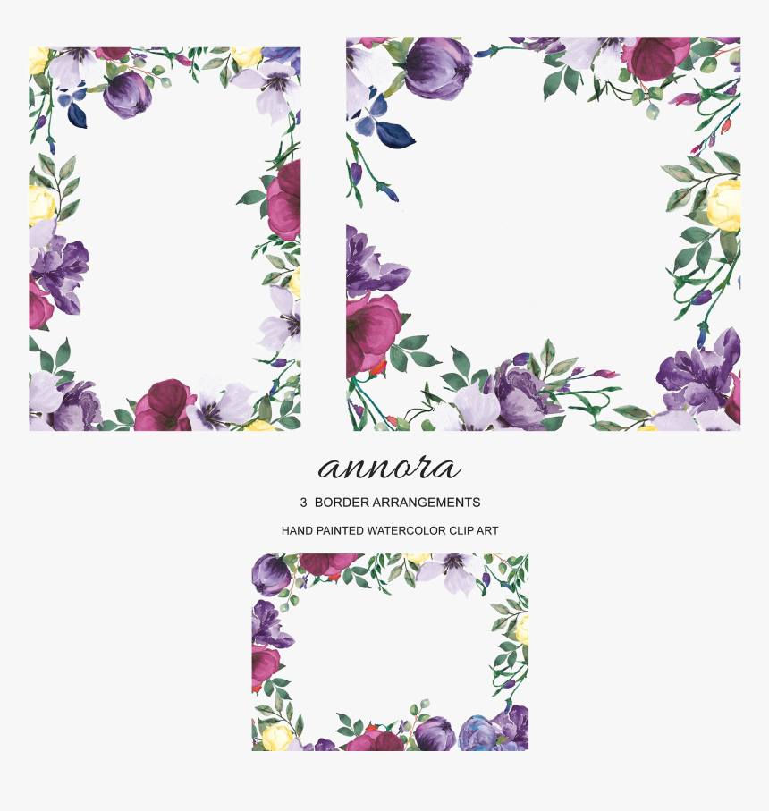 Violet Floral Border Png Download Image - Plum Floral Border ...