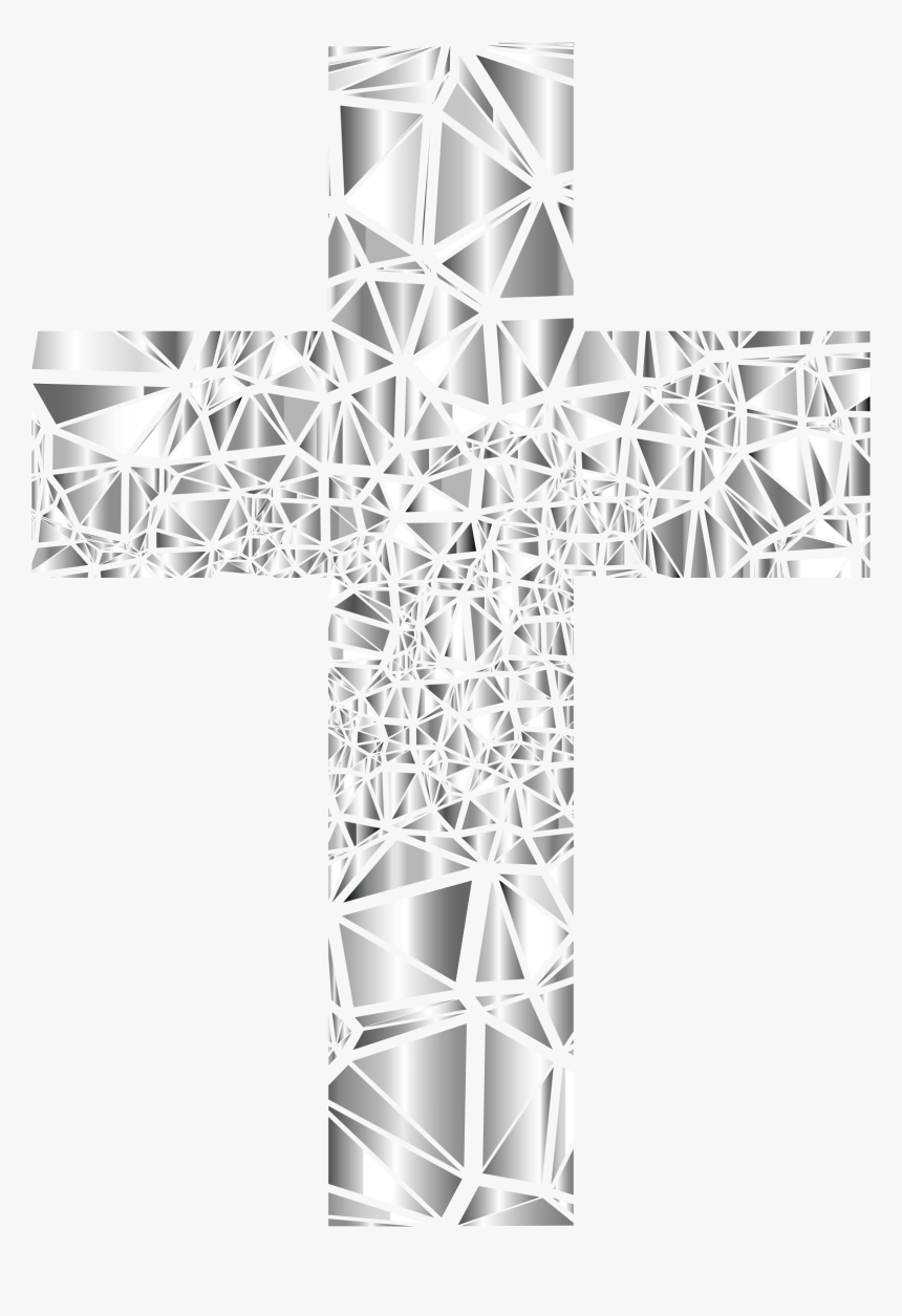 Low Poly Stained Glass Cross 4 No Background Clip Arts - Black And ...