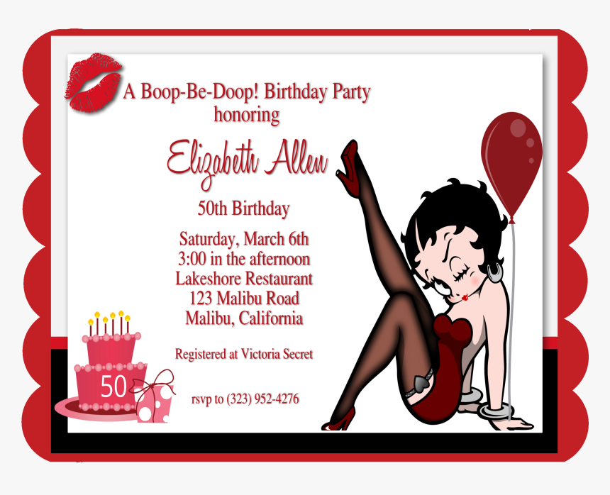 Betty Boop Invitations, HD Png Download , Transparent Png Image - PNGitem