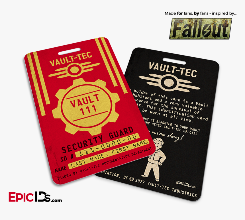 Vault Security Guard Fallout - Fallout 4 Vault Tec Key Card, HD Png ...