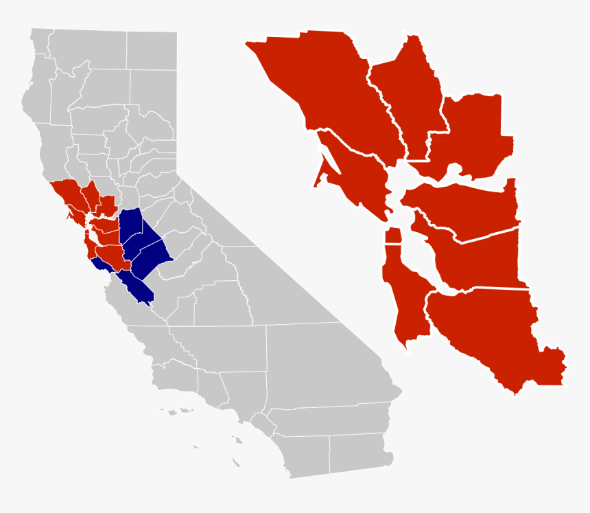 California Bay Area County Map - Bay Area Map California, HD Png Download , Transparent Png ...