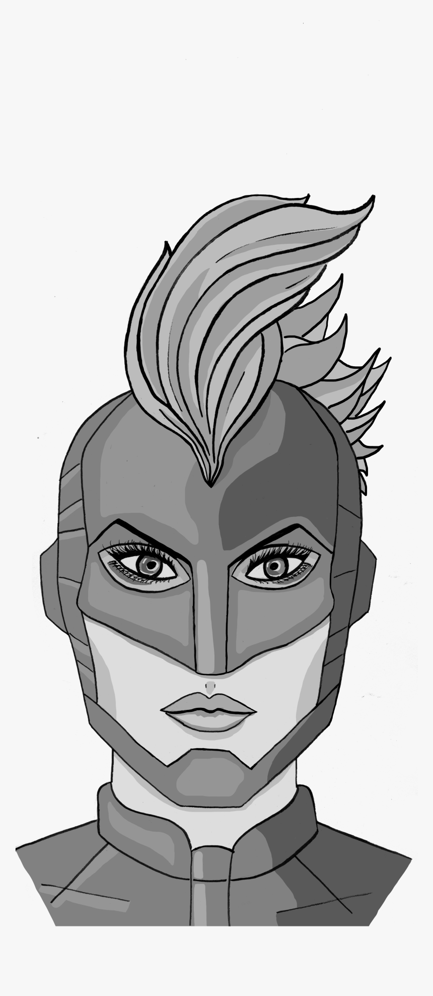 Captain Marvel Face Drawing, HD Png Download , Transparent Png Image ...