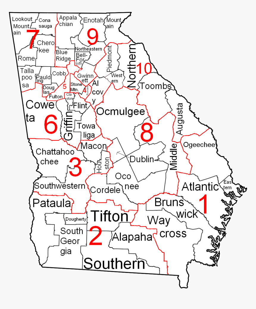 Georgia Judicial Districts And Circuits Map - New Echota Ga Map, HD Png ...