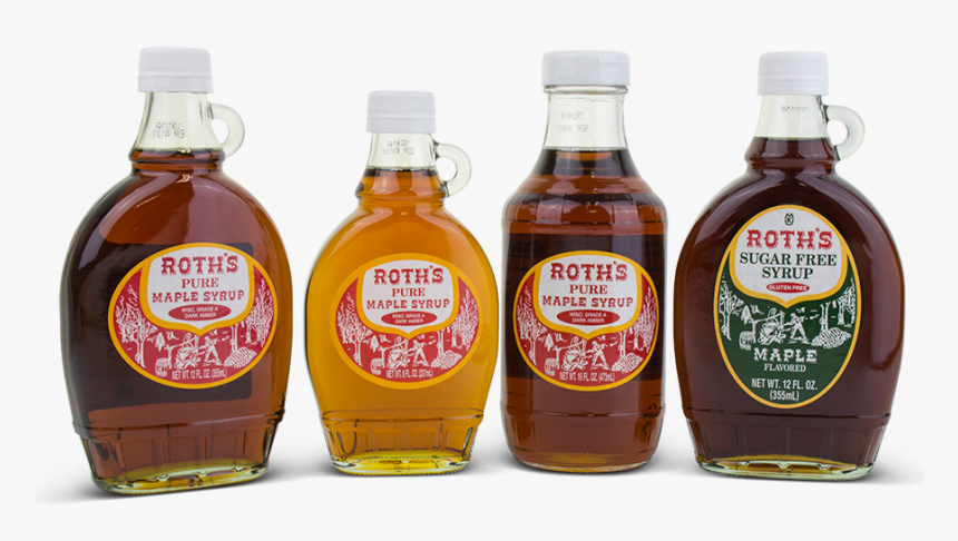 Bottles Of Various Kinds Of Roth S Pure Maple Syrup - Bottle, HD Png ...