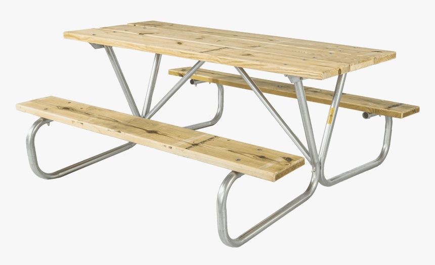 Picnic Table Wooden Top Metal Frame, HD Png Download , Transparent Png ...