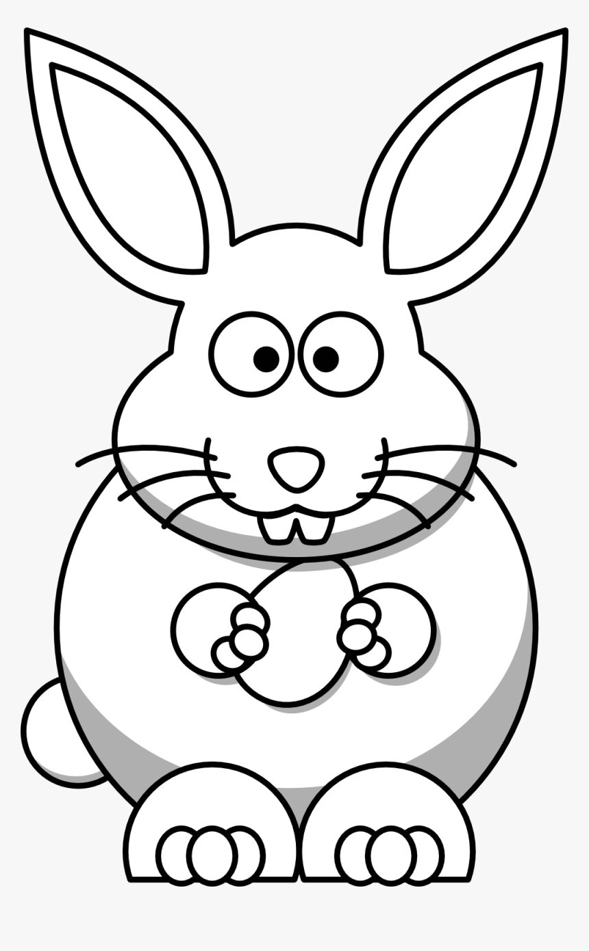 Bunny Black White Clipartist - Cartoon Rabbit Looking Up, HD Png ...