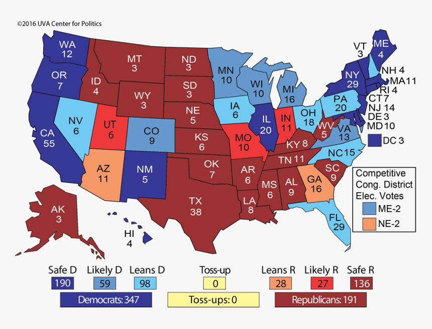 Usa Map Trump Vs Clinton, HD Png Download , Transparent Png Image - PNGitem