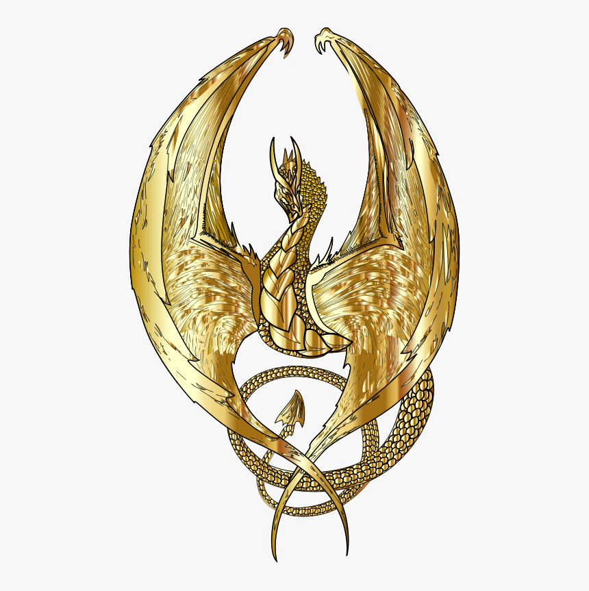 Gold Wyvern - Fantasy Gold Dragon Art Transparent, HD Png Download ...
