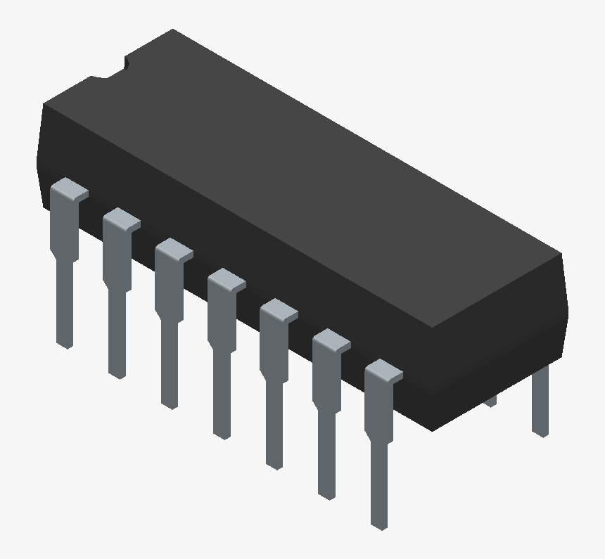 Pic16f506 I/p - Microchip - 3d Model - Dual In Line - Dual Inline Package Dip Png, Transparent ...