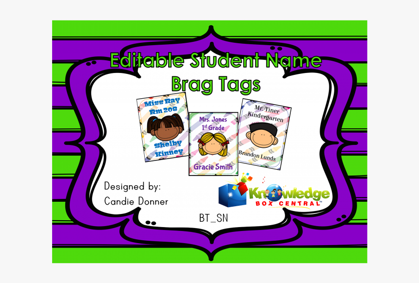 Editable Student Name Brag Tags - Name Tag For Brag Tag, HD Png ...